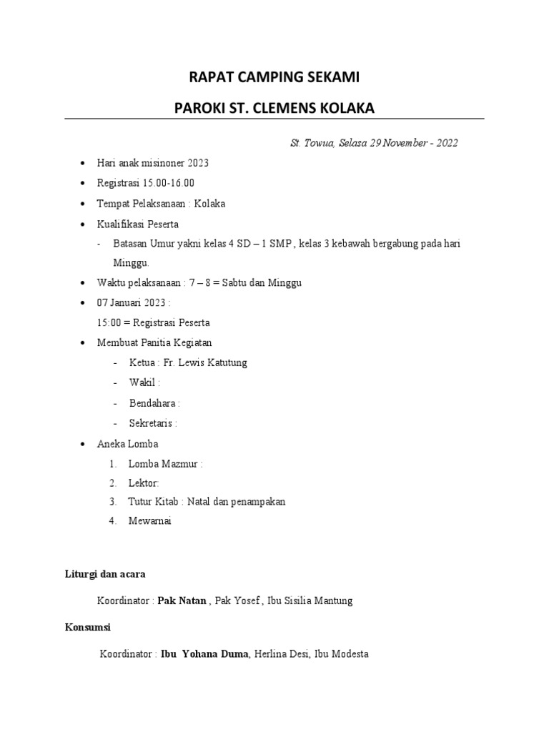 Rapat Camping Sekami | PDF