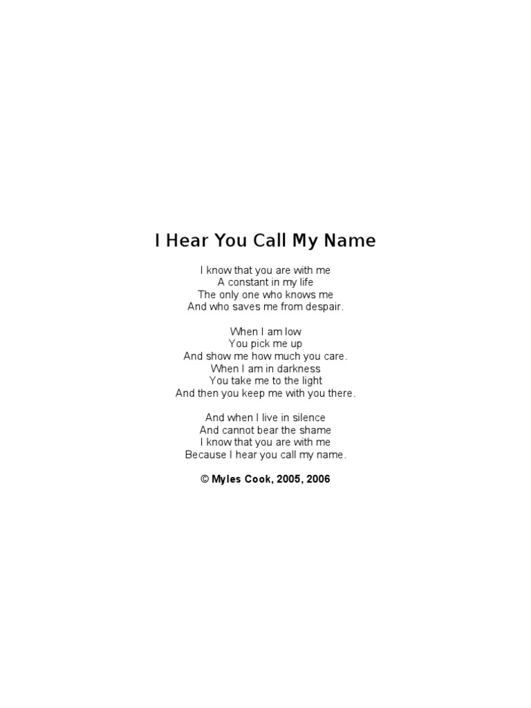 Poem - I Hear You Call My Name | PDF