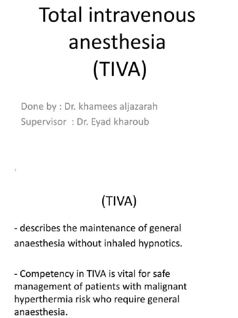 Total Intravenous Anesthesia Tiva | PDF