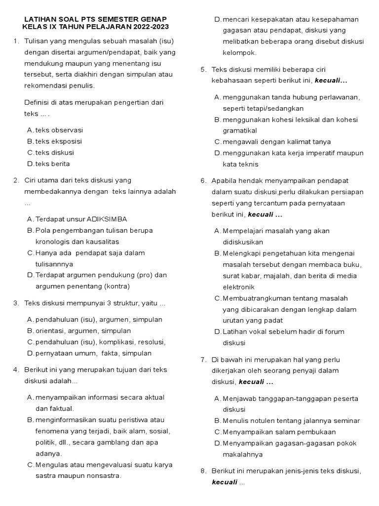 Latihan Soal Pas | PDF