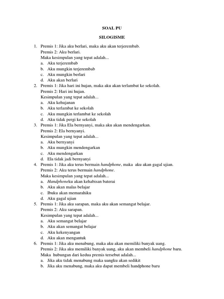 Soal Silogisme | PDF | Seni & Disiplin Bahasa
