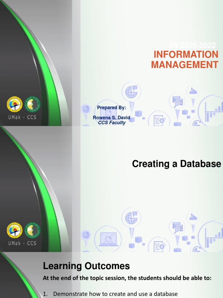 InfoMan-Week 6-Creating-DBase2021 | Download Free PDF | Integer (Computer Science) | Data Management