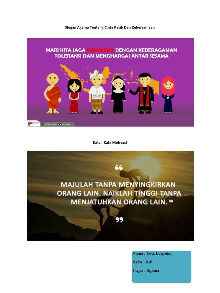 Slogan Agama Tentang Cinta Kasih Dan Kebersamaan | PDF