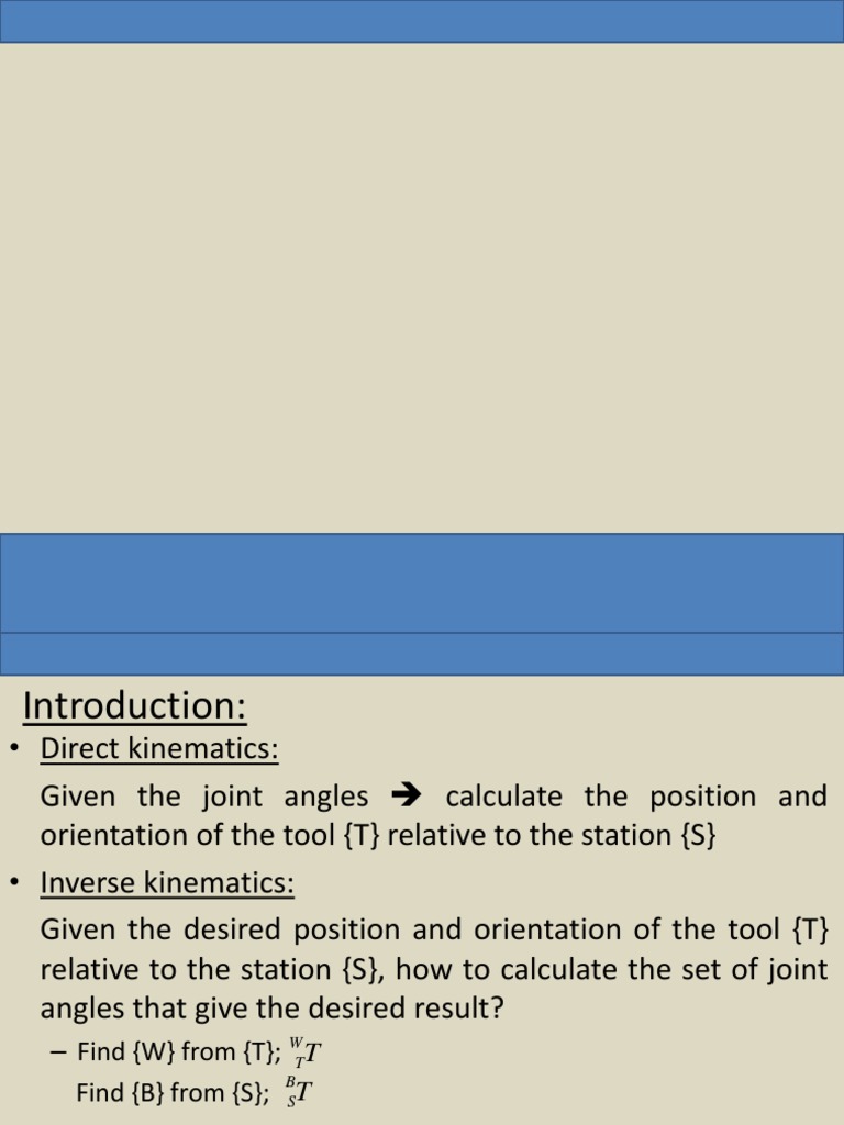Robotics: Kinematics, Dynamics and Motion Control Module 3 VIT | PDF ...