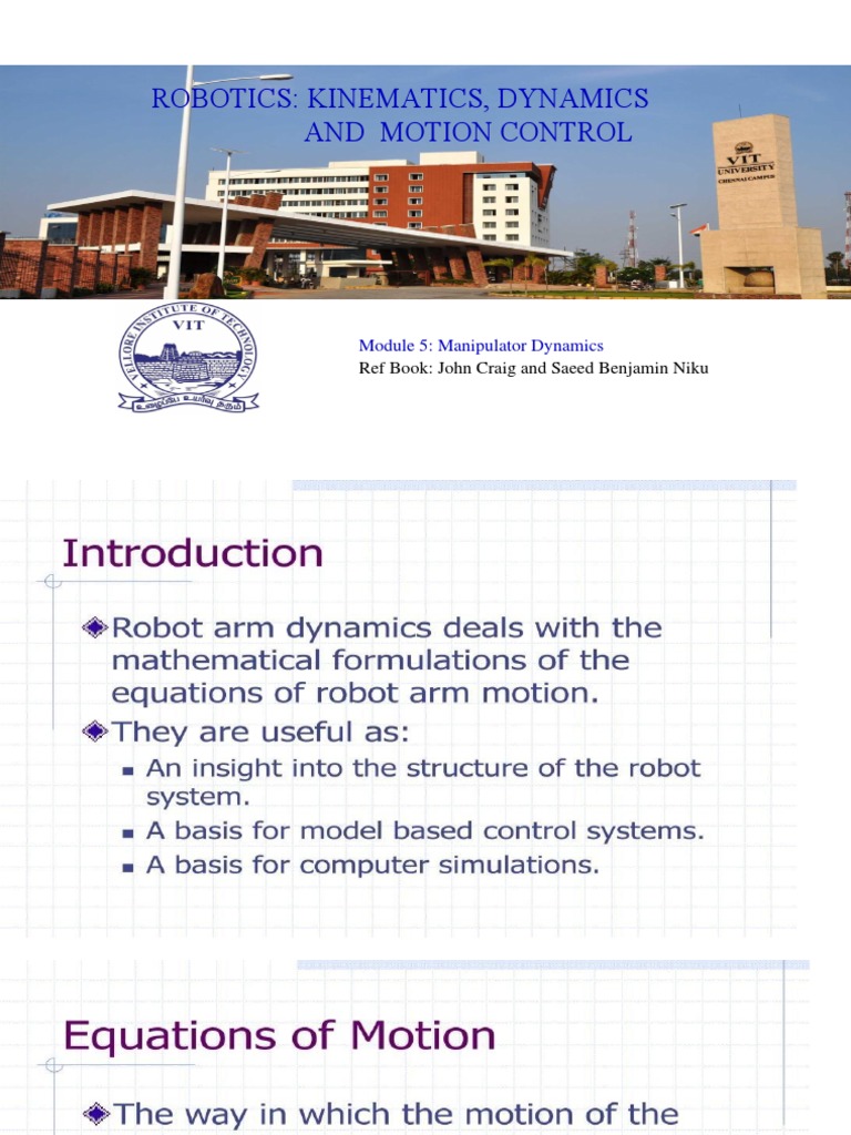 Robotics: Kinematics, Dynamics and Motion Control Module - 5 VIT | PDF | Lagrangian Mechanics ...