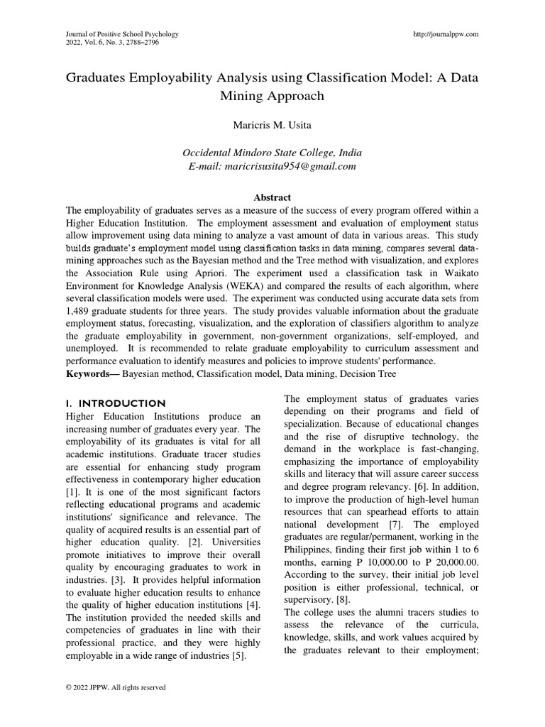 8 - Graduates Employability Analysis Using Classification Model A Data ...