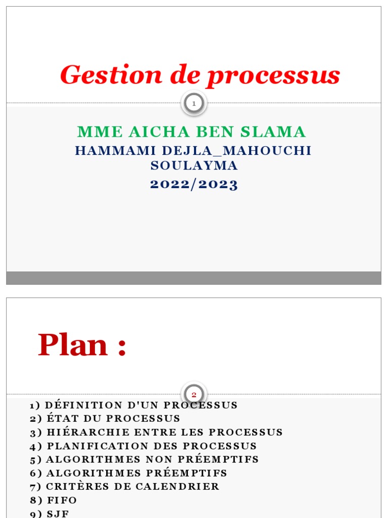 Exposée-S e | PDF | Ordonnancement dans les systèmes d'exploitation ...