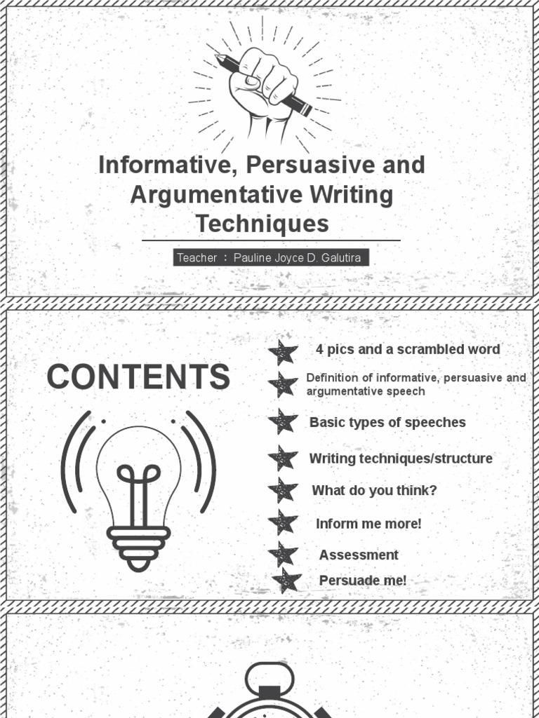 Informative Persuasive and Argumentative Writing Techniques | PDF ... Informative Persuasive and Argumentative Writing Techniques | PDF ...