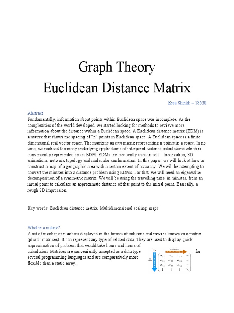 Euclidean Distance Matrix | PDF | Matrix (Mathematics) | Eigenvalues And Eigenvectors