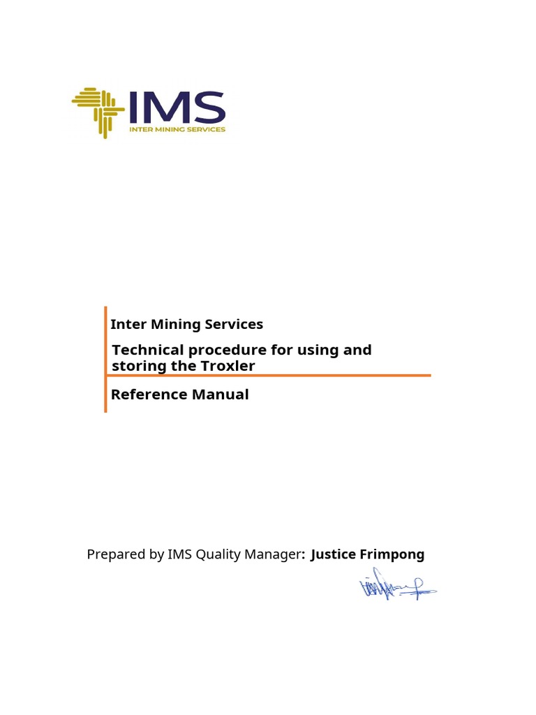 Technical Procedure For Using and Storing The Troxler | PDF | Physical ...