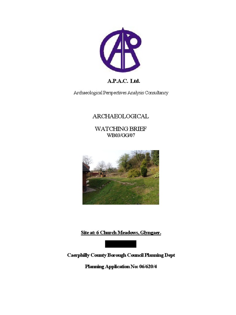 031: Gelligaer Archaeological Watching Brief, APAC. LTD | PDF | Archaeology