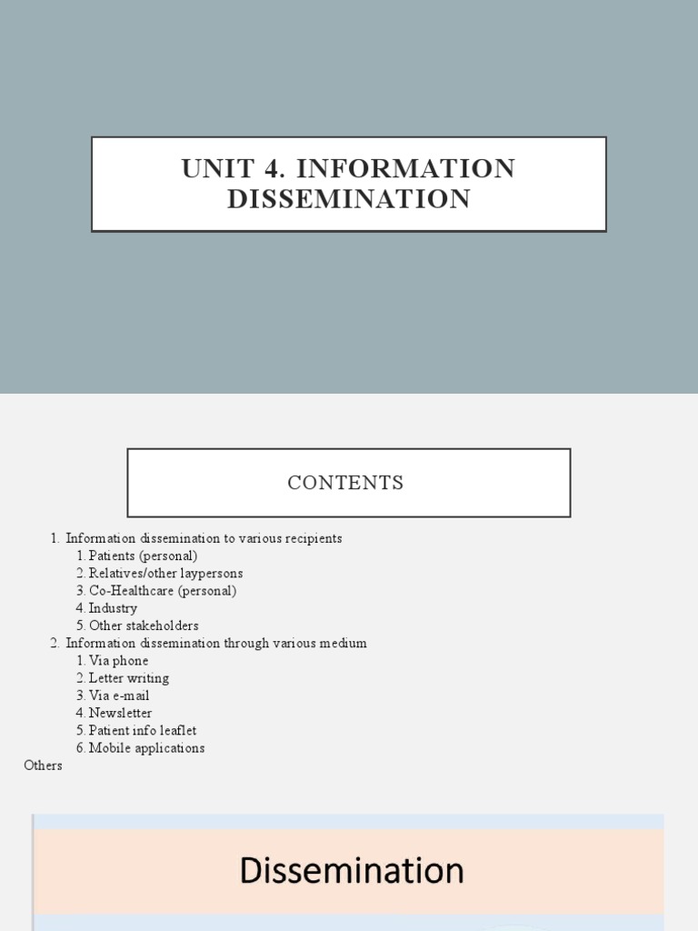 Information Dissemination Guide | PDF