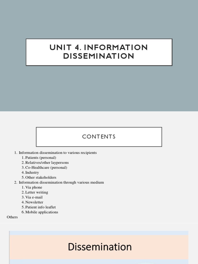 UNIT 4 Information Dissemination | PDF