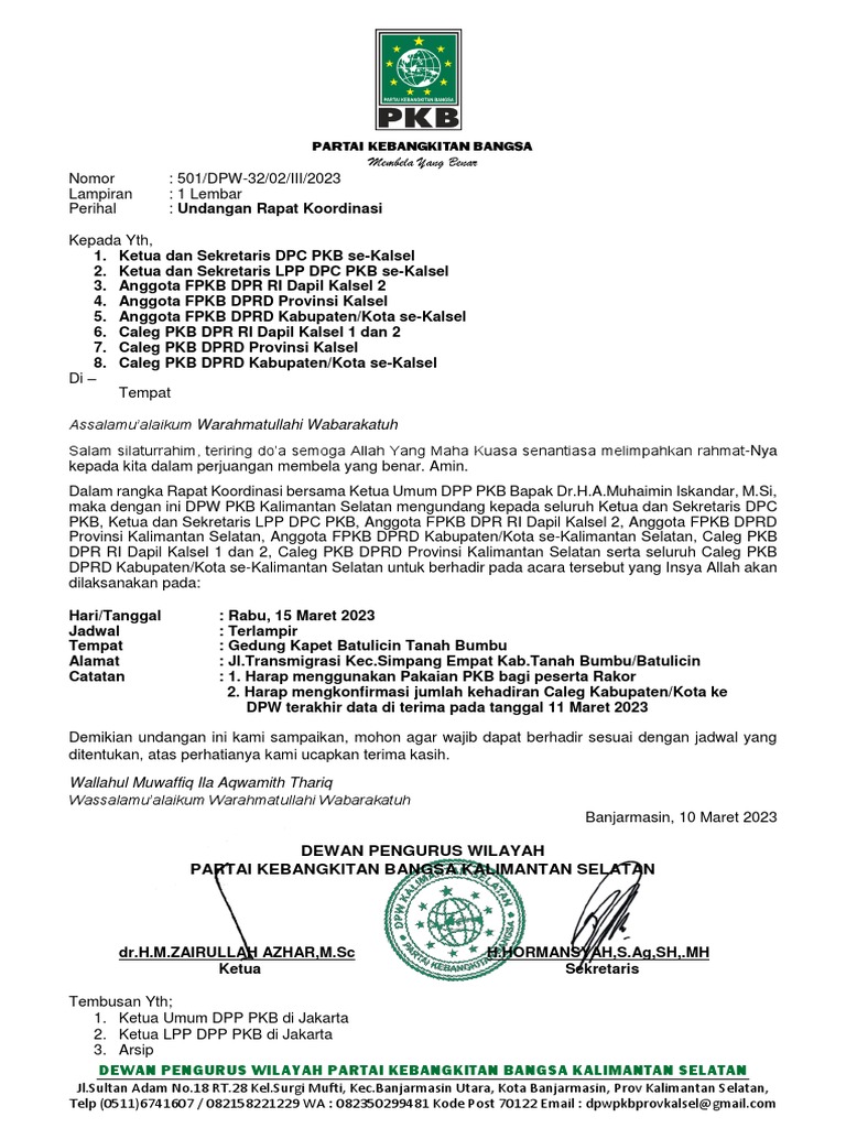 Surat Undangan Rakor | PDF