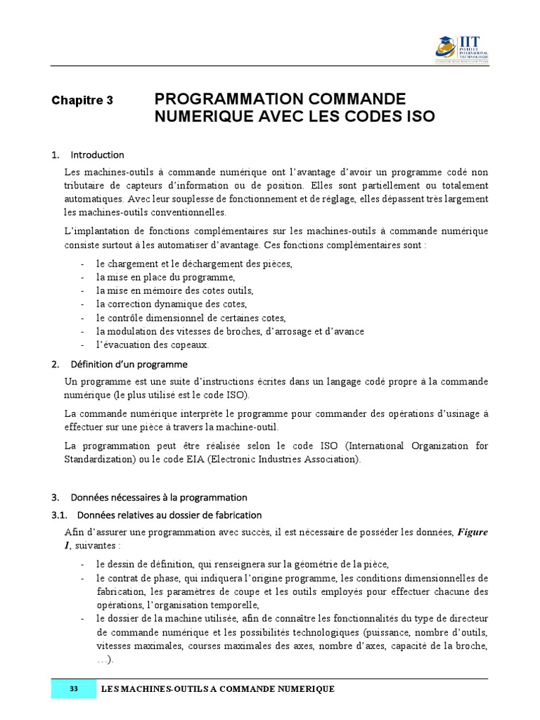 Cours MOCN - IIT 2023 CH3 27-2-2023 PDF | Descargar gratis PDF | Machine-outil à commande ...