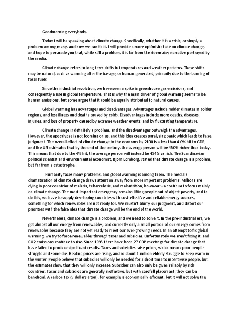 Climate Change English Speaking Test | PDF | Climate Change | Renewable ...