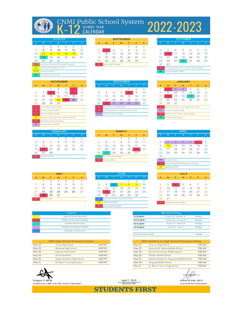 CNMI PSS School Calendar 2025-26 | PDF | Observances | Public Holiday