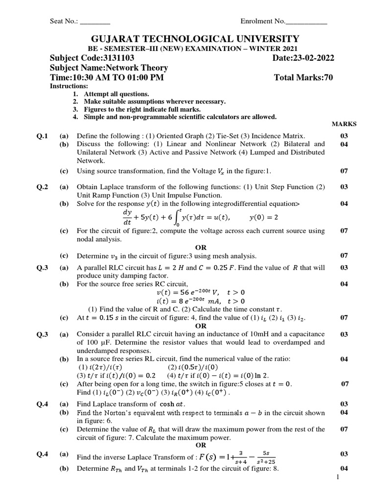 NT Winter 2021 Gtu Pyq | PDF | Electrical Network | Electromagnetism