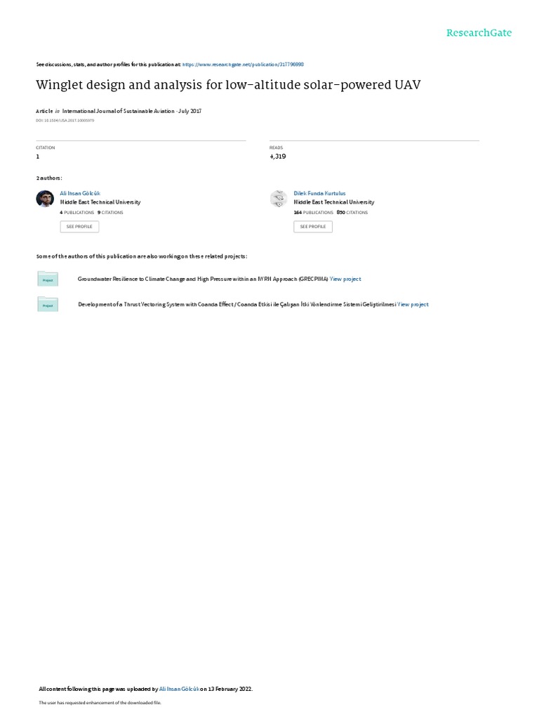 Winglet Design and Analysis For Low-Altitude Solar Powered UAV PDF ...