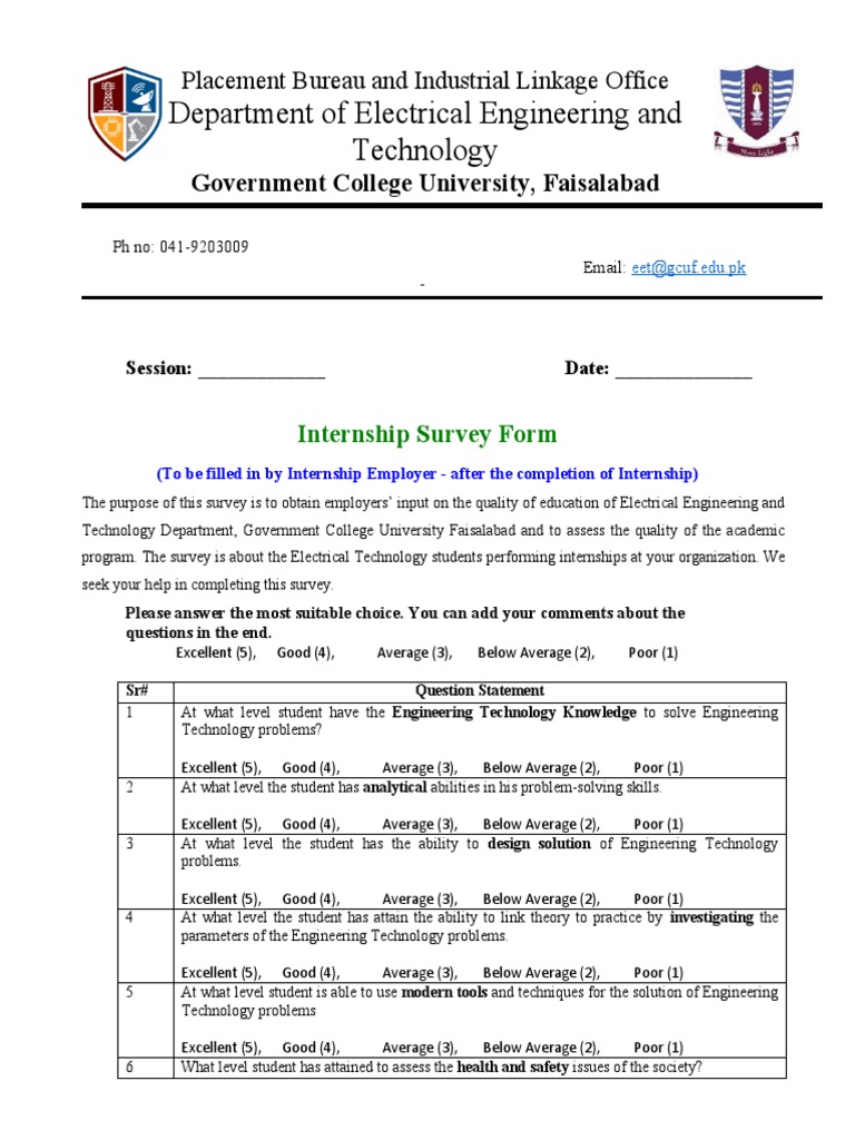 Internship Employer Feedback Survey | PDF | Engineering | Internship