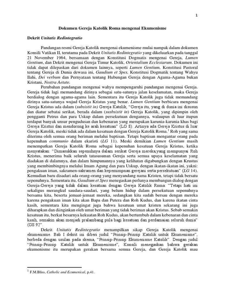 Dokumen Gereja Katolik Roma Mengenai Ekumenisme | PDF