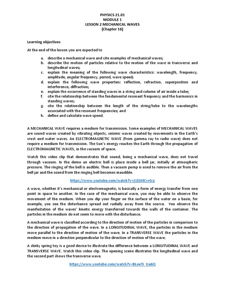 Lesson 2 - Mechanical Waves | PDF | Waves | Wavelength