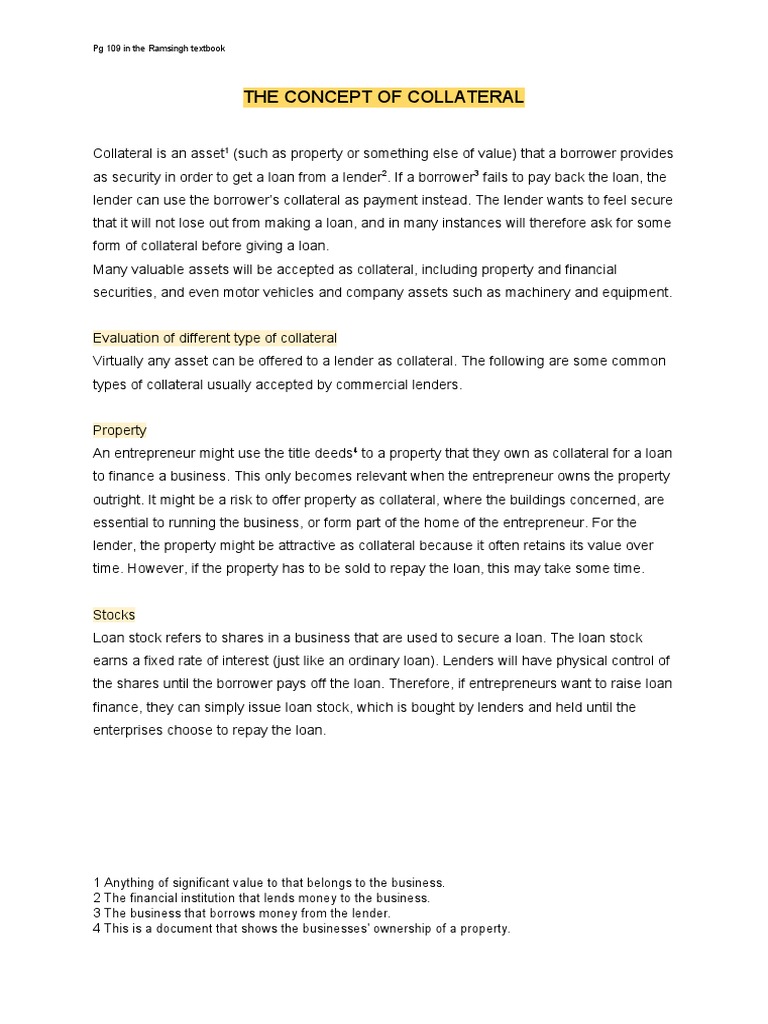 Understanding Collateral Types and Value | PDF | Loans | Collateral ...