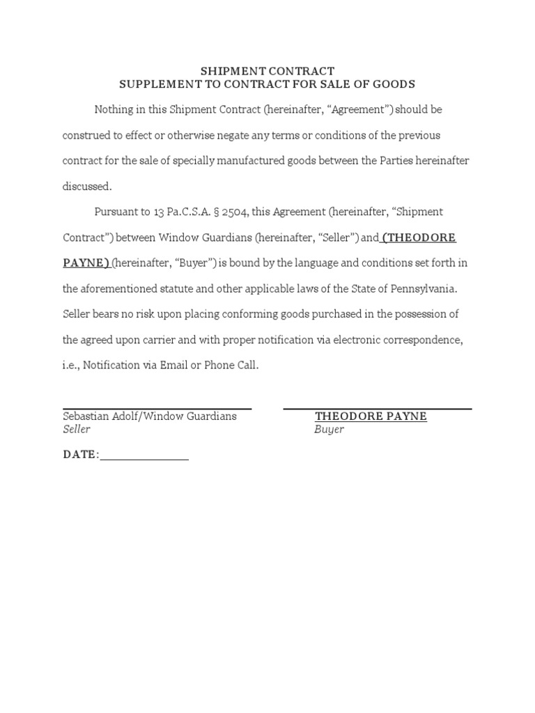 Shipment Contract | PDF