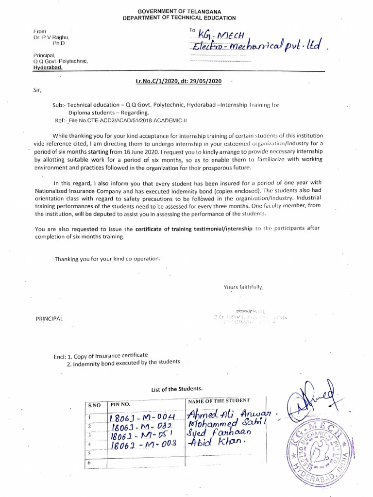 Acceptance Letter PDF | PDF | Educational Stages | Vocational Education