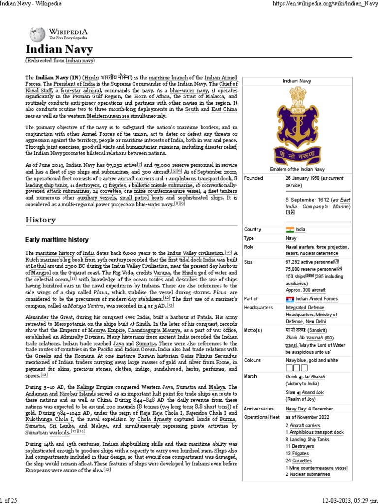 Indian Navy - Wikipedia | PDF | Piracy Off The Coast Of Somalia | Navies