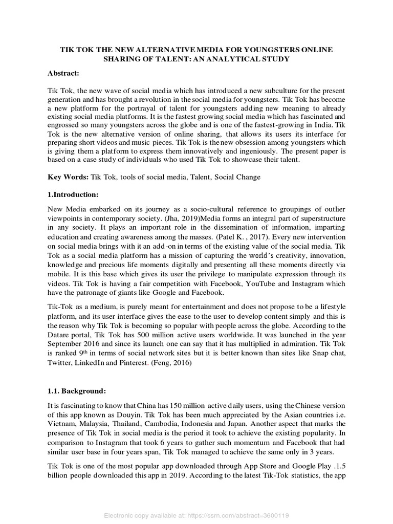 TikTok: A New Media for Youth Talent | PDF | Mobile App | Social Media