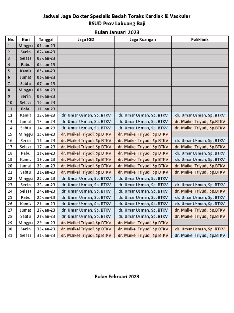 Jadwal Jaga LB | PDF