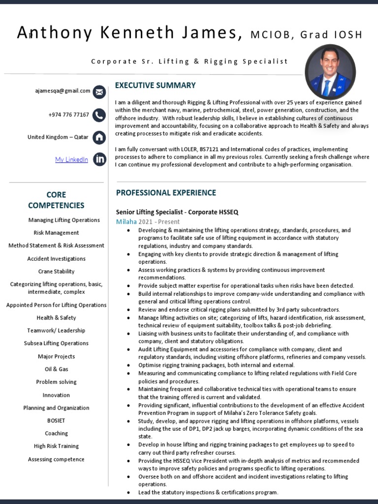 Anthony James CV Feb 24 - 2023 PDF | Download Free PDF | Occupational Safety And Health ...