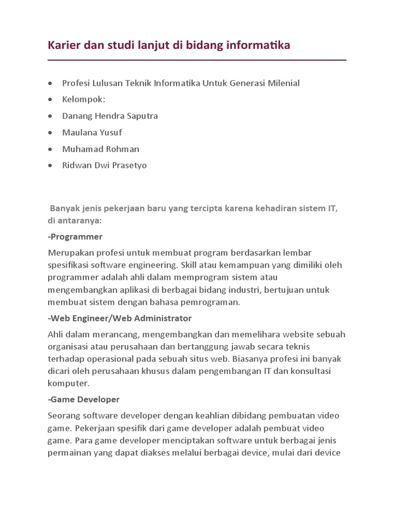 Tugas Informatika Kelompok Danang | PDF | Komputer