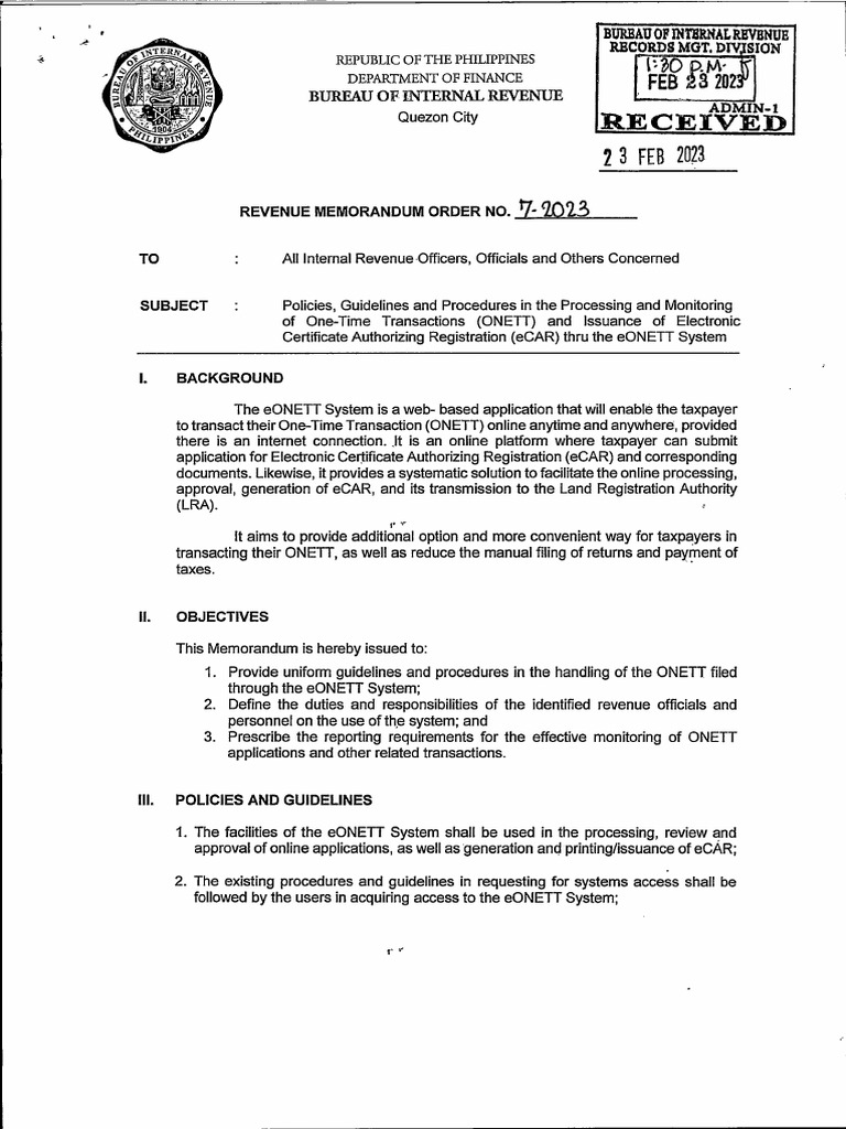 RMO No. 7-2023 | PDF