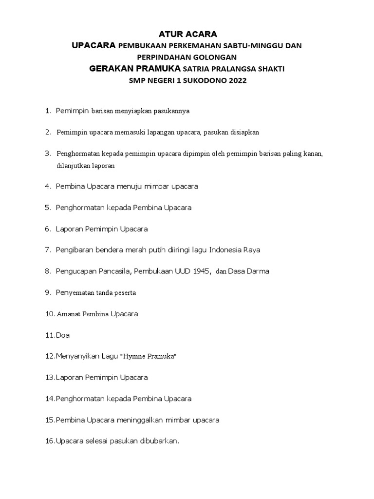 ATUR ACARA UPACARA | PDF