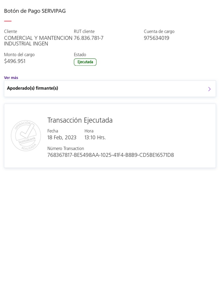 Transacción SERVIPAG Ejecutada 18/02/23 | PDF
