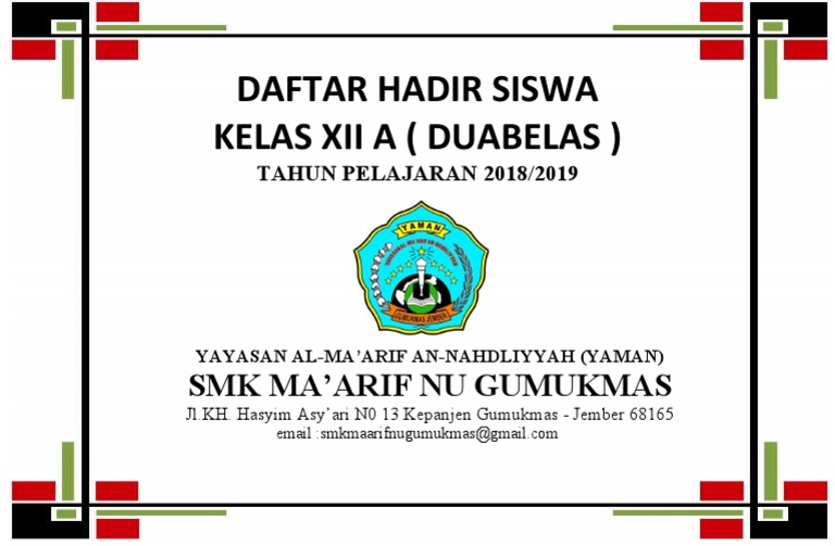Cover Daftar Hadir Siswa | PDF