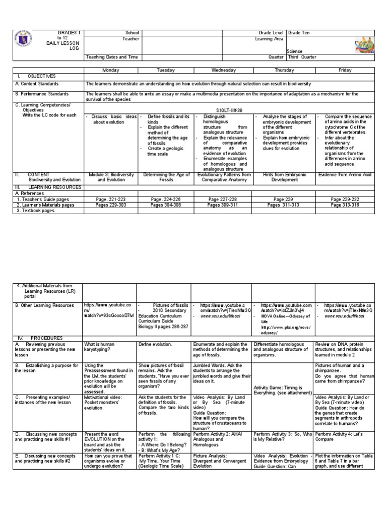 DLL Mod.3 Part 1 3RD QRTR G10 | PDF | Evolution | Homology (Biology)