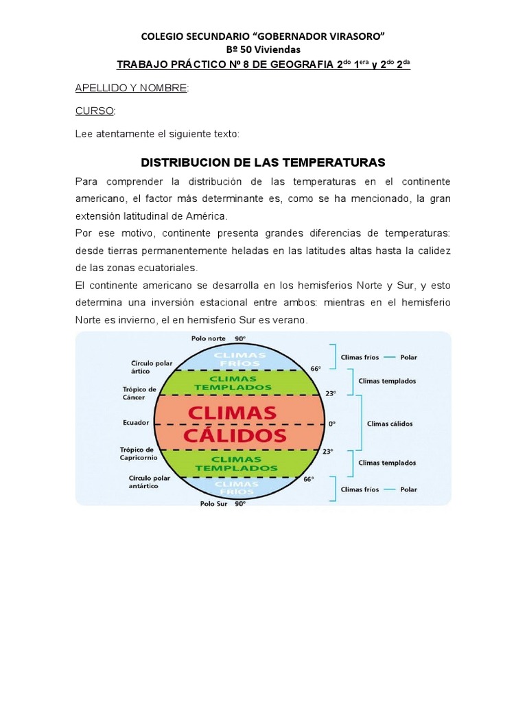 TRABAJO PRÁCTICO #8 DE GEOGRAFIA 2do 1era y 2do 2da | PDF | Clima | Herida