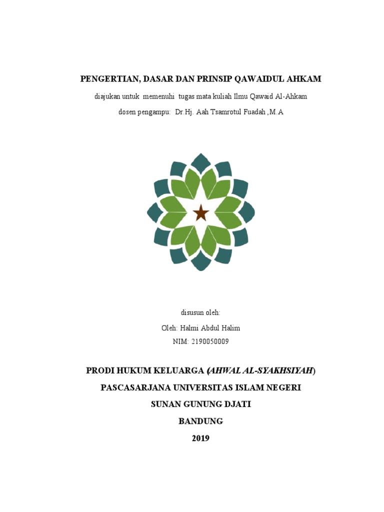 9. Halmi Abdul Halim Pengertian, Dasar dan Prinsip Qawaidul Ahkam (1) | PDF