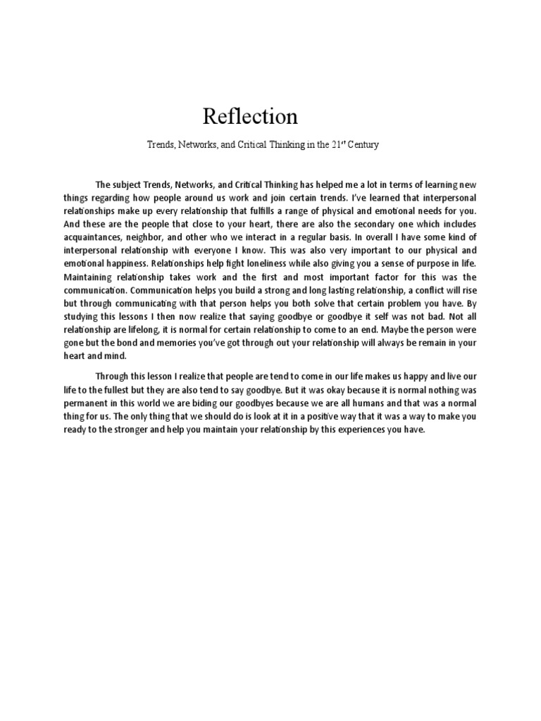 Reflection (Trends) | PDF