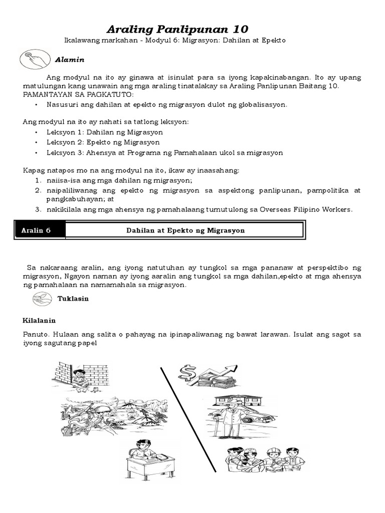 AP10 QUARTER2 MODYUL6 MIGRASYONDAHILANatEPEKTO Edited | PDF