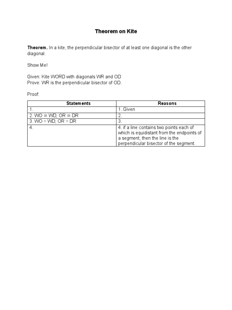 Theorems On Kite | PDF