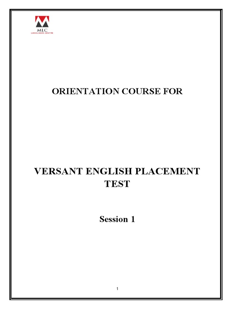 Versant Handouts (Day 1) | PDF