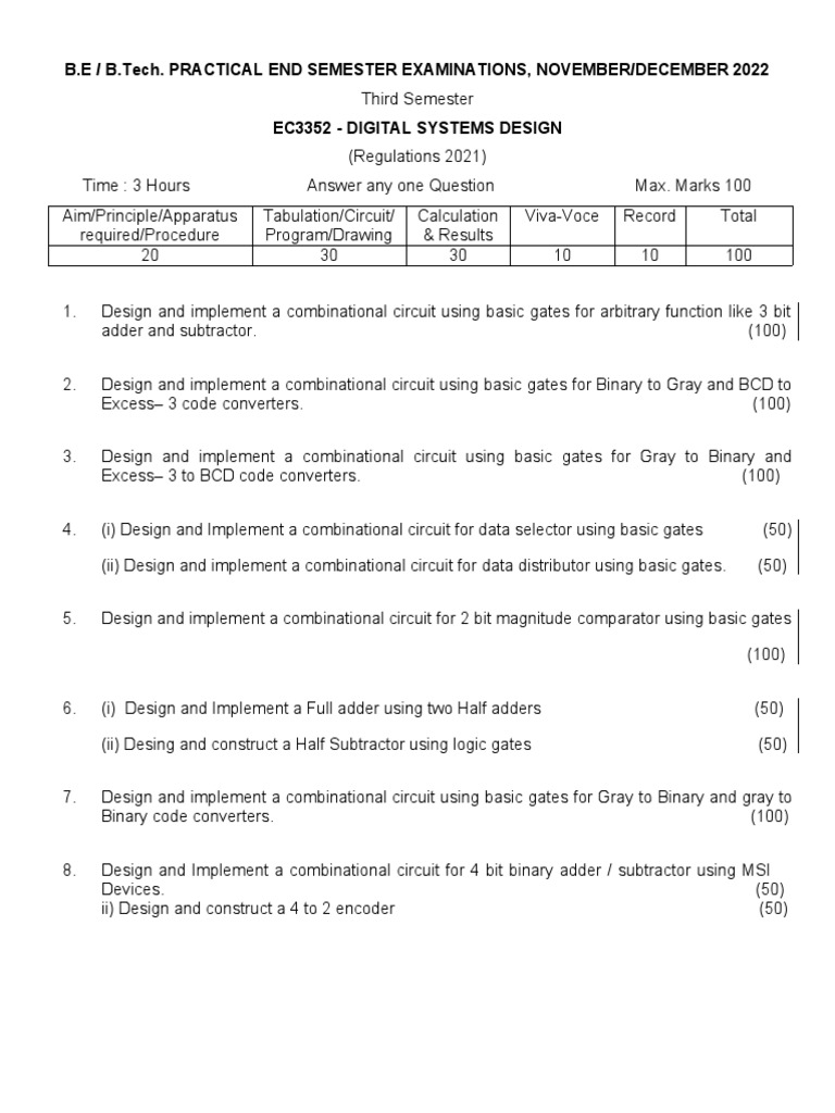 Ec3352 Set3 | PDF | Bit | Binary Coded Decimal