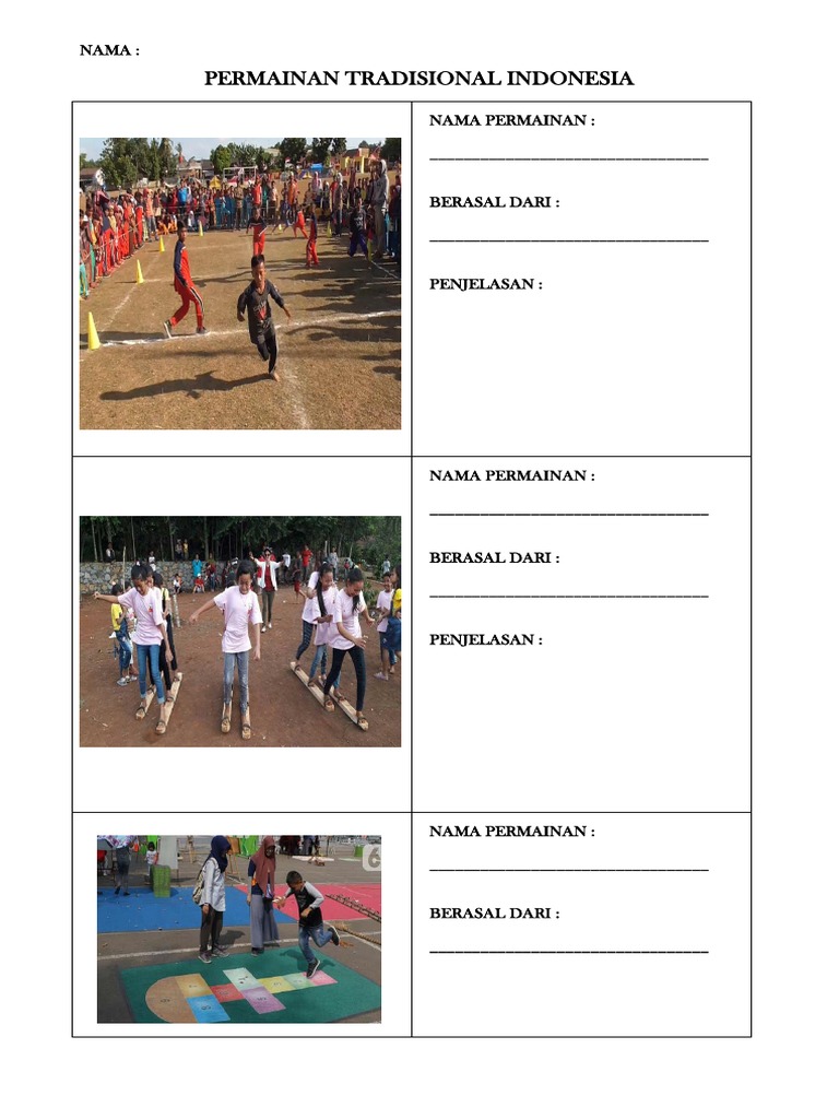 Worksheet - Permainan Indonesia | PDF