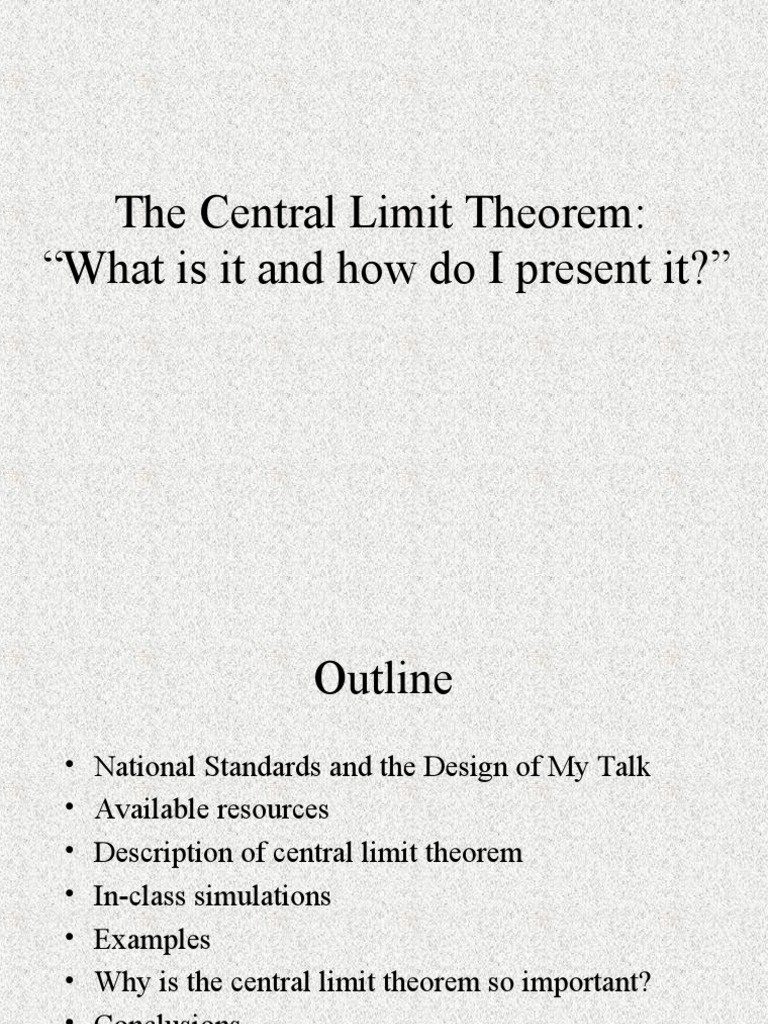 The Central Limit Theorem Pdf Mean Standard Deviation