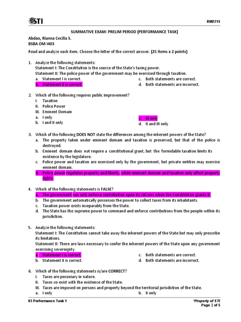 03 Performance Task 1TAXATION | PDF | Taxes | Eminent Domain