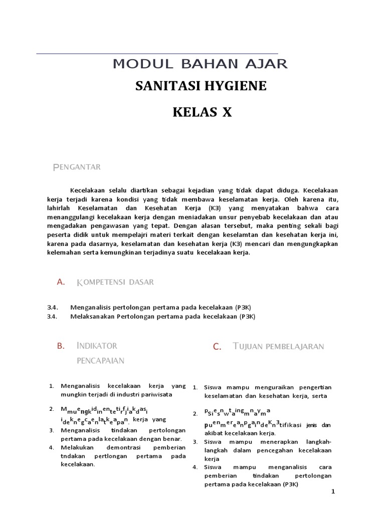 Modul Kelas X-Sanitasi-Hygiene - 2022 | PDF | Bisnis | Pengelolaan Keuangan & Uang